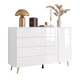 KOMMODE AURA II mit LED-Beleuchtung PUSH OPEN Beinfarbe &ndash; Gold