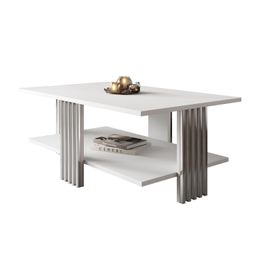 COUCHTISCH SAPHIRA SILVER mit Ablageboden, Wei&szlig; matt