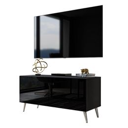 TV-ELEMENT AURA 100 Schwarz Hochglanz &ndash; Beinfarbe: Chrom