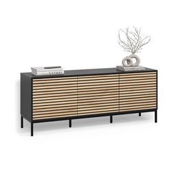 LOWBOARD Aterno Goldkraft Eiche/Anthrazit 150 x 60 cm mit 3 Schubladen