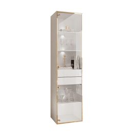 VITRINE H&Auml;NGENDE AURORA in Wei&szlig; hochglanz mit LED-Beleuchtung