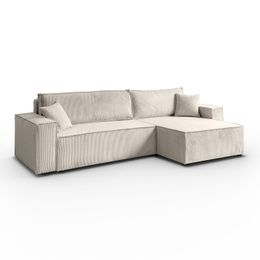 ECKSOFA Gepolstertes CARLO XL Cord mit Schlaffunktion und Bettkasten, Poso 100