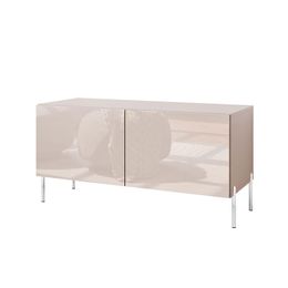 TV-SCHRANK COLGANTE 100 Kaschmir Hochglanz, ohne LED, Gerade silberne F&uuml;&szlig;en