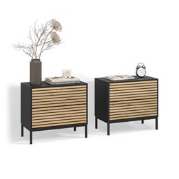 NACHTTISCH Aterno Goldkraft Eiche/Anthrazit 2er set