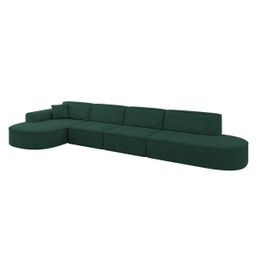 ECKSOFA Ottomane Links MARI-L3 - 413x171x79 cm Gr&uuml;n Velours