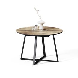 ESSTISCH Firenze Eiche rustikal/Schwarz 120 x 120 cm ausziehbar