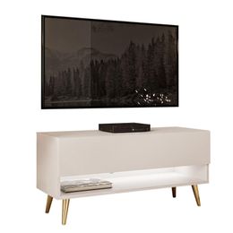LOWBOARD TV-Schrank CALANTE 90 cm auf schr&auml;gen goldenen Chrom-Beinen