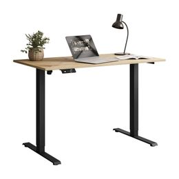 SCHREIBTISCH SPACE h&ouml;henverstellbar mit Metallbeinen schwarz/Eiche Artisan
