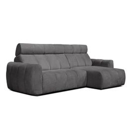 ECKSOFA KIMI 3-Sitzer, ausziehbarer Sitz, verstellbare Kopfst&uuml;tzen, dunkelgrau