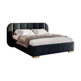 BETT AMARA GOLD 140x200 gepolstert mit Stauraum und Lattenrost, Royal Velvet 233