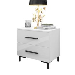 NACHTTISCH LINA mit Beinen, Hochglanz, LED