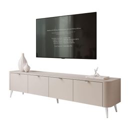 TV-SCHRANK CELESTE 200 cm mit Beleuchtung an den Silber Chrom F&uuml;&szlig;en