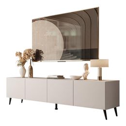 TV-LOWBOARD COLGANTE 200 cm Kaschmir auf Schwarz Beinen