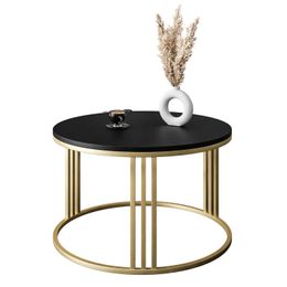 COUCHTISCH LORI mit goldfarbenem Fu&szlig; schwarz matt