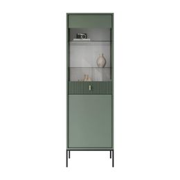 VITRINE MIDNIGHT mit Glast&uuml;r auf Gestell gr&uuml;n