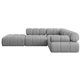 ECKSOFA modulares Sofa Felto-L1 - 285x190x70 cm Hellgrau Velours