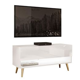 LOWBOARD TV-Schrank CALANTE 90 cm auf schr&auml;gen goldenen Chrom-Beinen