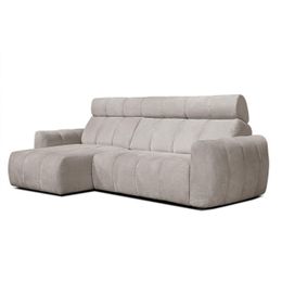 ECKSOFA KIMI 3-Sitzer, ausziehbarer Sitz, verstellbare Kopfst&uuml;tzen, beige