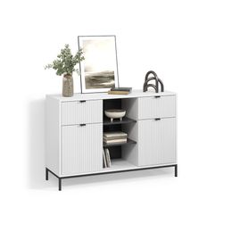 KOMMODE Aterno Wei&szlig; 120 x 81.2 cm mit 2 Schubladen und 2 T&uuml;ren