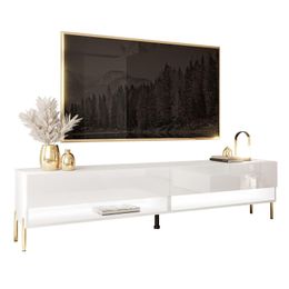 LOWBOARD TV-Schrank CALANTE 180 cm auf geraden goldenen Chrom-Beinen