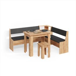 ECKBANKGRUPPE Tiberio Goldkraft Eiche 180 x 150 cm mit Tisch