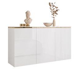 KOMMODE H&Auml;NGENDE AURORA 3D Wei&szlig; / Wei&szlig; hochglanz