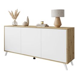 KOMMODE SANAYI III Eiche Artisan/Matte Wei&szlig;