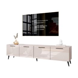 TV-ELEMENT AURA 200 KASCHMIR Hochglanz auf schr&auml;gen schwarzen Beinen + LED
