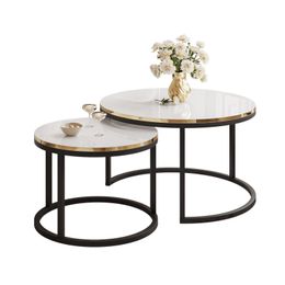 COUCHTISCH SOLEIL 2in1, rund und gl&auml;nzend, Schwarz Gestell