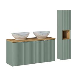 BADM&Ouml;BEL 120cm Jade 2er-Set Gr&uuml;n und Holz