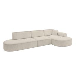 ECKSOFA Ottomane Rechts MARI-L2 - 328x171x79 cm Ecru Velours
