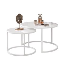 COUCHTISCH 2-in-1 CIRI GLASS mit schwarzer und wei&szlig;er Struktur
