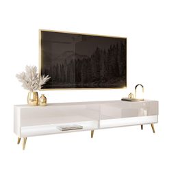 LOWBOARD TV-Schrank CALANTE 180 cm auf schr&auml;gen goldenen Chrom-Beinen