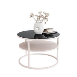 COUCHTISCH CIRI GLASS KASCHMIR mit Ablage Platte aus schwarzem Glas