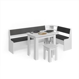 ECKBANKGRUPPE Tiberio Wei&szlig; 210 x 120 cm mit Tisch