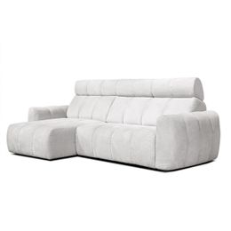 ECKSOFA KIMI 3-Sitzer, ausziehbarer Sitz, verstellbare Kopfst&uuml;tzen, creme