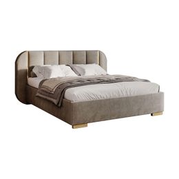 BETT AMARA GOLD 140x200 gepolstert mit Stauraum und Lattenrost, Royal Velvet 180