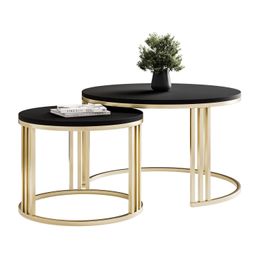COUCHTISCH 2in1 LORI MAT geb&uuml;rstetes Gold, Geb&uuml;rstetes Gold / schwarz matt