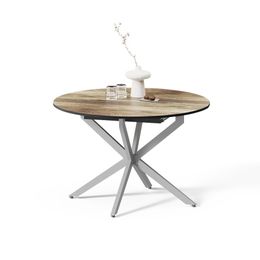 ESSTISCH Firenze Eiche rustikal/Grau 120 x 120 cm ausziehbar