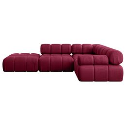 ECKSOFA modulares Sofa Felto-L1 - 285x190x70 cm Bordeauxrot Velours