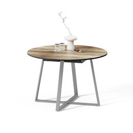 ESSTISCH Firenze Eiche rustikal/Grau 120 x 120 cm ausziehbar