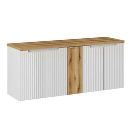 WASCHTISCHUNTERSCHRANK 140cm Riva Wei&szlig; und Holz