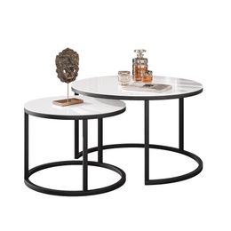 COUCHTISCH 2-in-1 CIRI GLASS mit schwarzer und wei&szlig;er Struktur