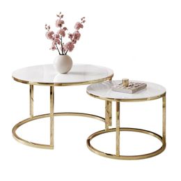 COUCHTISCH CIRI GLASS 2-in-1 CHROME gold