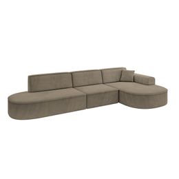 ECKSOFA Ottomane Rechts MARI-L2 - 328x171x79 cm Dunkelbraun Velours