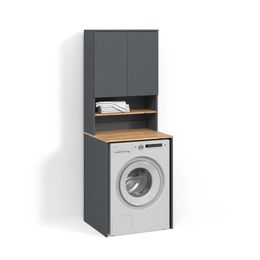 WASCHMASCHINENSCHRANK Paolina Anthrazit/Goldkraft Eiche 68 x 88.2 cm 2 Teile mit Regal