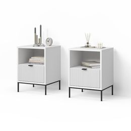 NACHTTISCH Aterno Wei&szlig; 2er Set