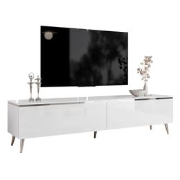 TV-SCHRANK AURORA SILVER 180 cm mit LED-Beleuchtung &ndash; schr&auml;ge Chrombeine