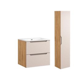 BADM&Ouml;BEL 61cm Mallory 2er-Set Beige und Holz