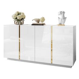 SIDEBOARD ONYX 4T 158 CM LUXURI&Ouml;SE KOMMODE MIT HOCHGLANZ F&Uuml;R DAS WOHNZIMMER PUSH OPEN